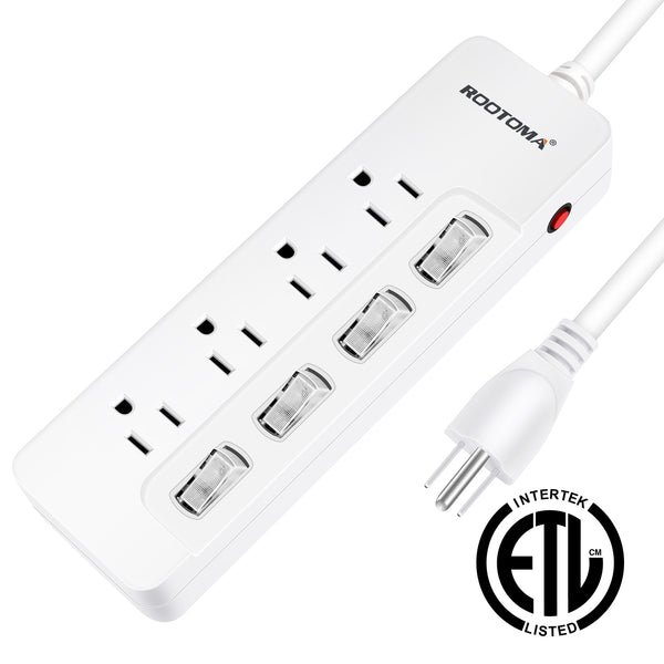 6205 4 Outlets Power Strip Surge Protector with Individual Switches an ...